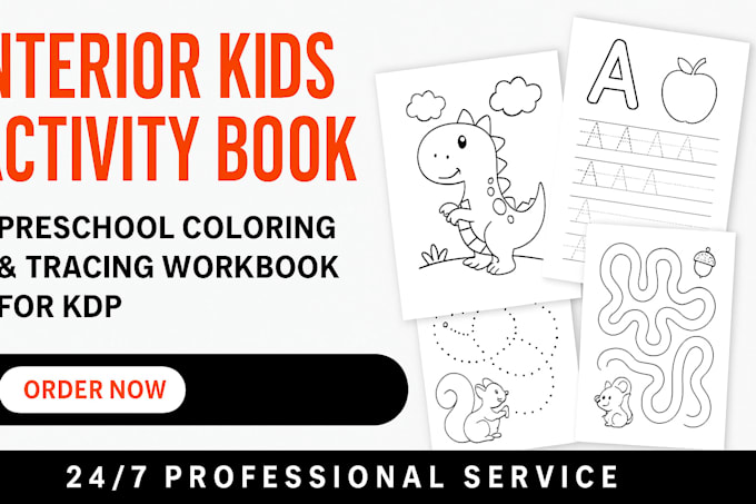 Design children workbook, preschool coloring pages, kids activity books ...