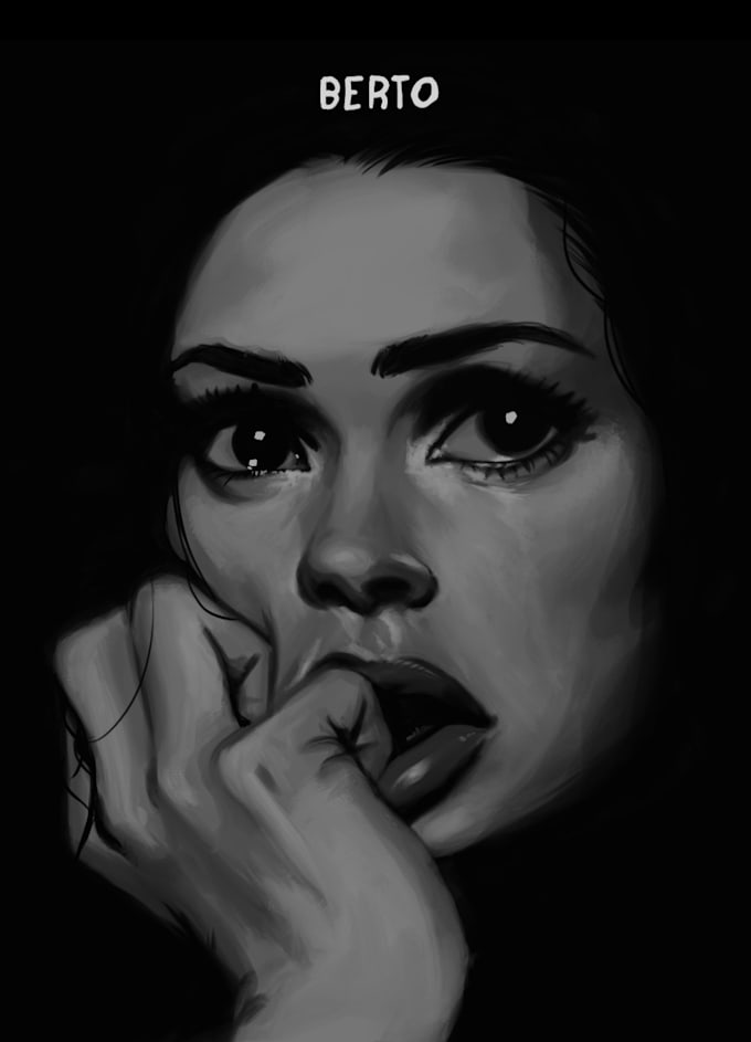 Draw a semirealistic black and white digital art by Bertoarcangeli | Fiverr