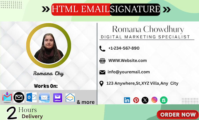 Design clickable html animated email signature for business by Romanachy_dm | Fiverr