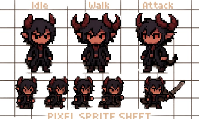 2d pixel sprite sheet 2d game art sprite sheet animation by Vicky ...
