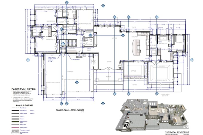 Create full architectural blueprints for city permit house and floor ...
