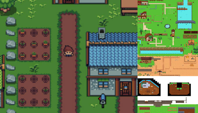 Do top down pixel art tiles game art tileset map asset sprite sheet animation by Mosestosin453 ...