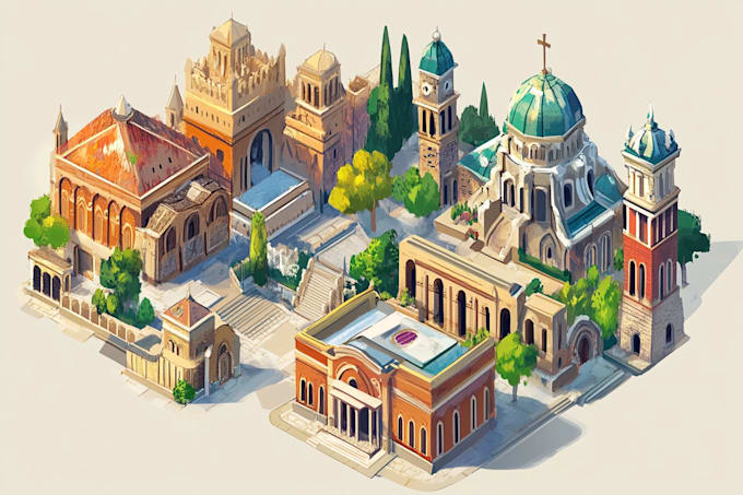 Draw 2d isometric illustration by Oeviaranch | Fiverr