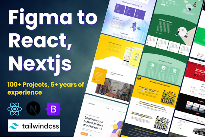 Do figma to responsive html, css, react, conversion using tailwind by Hatflabs | Fiverr