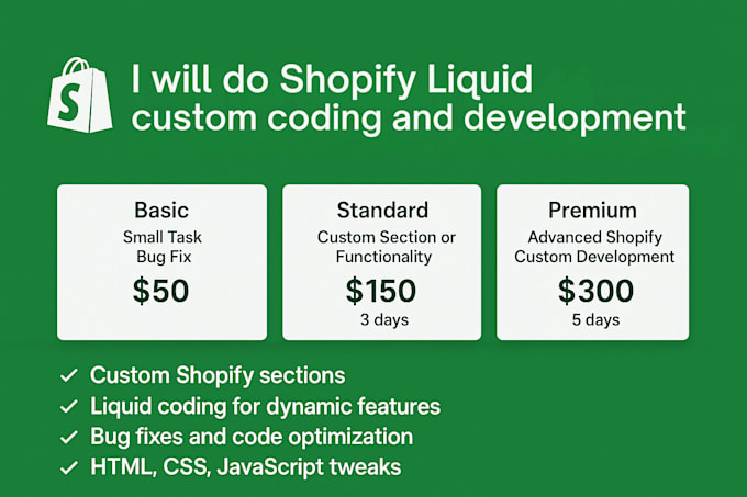 Do shopify liquid custom code and development by Muhtashamshah | Fiverr