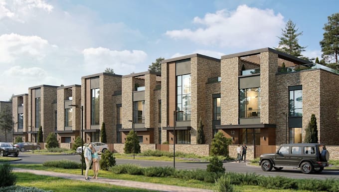 Remodel architecture 2d plan, estate townhouses render, condos, family ...