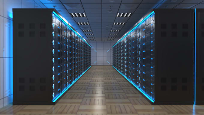 Cgi 3d photorealistic ai data center, server room, storage room and ...