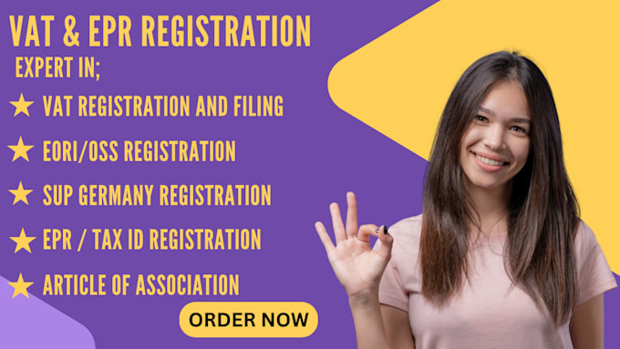 Register your german vat, epr, eori, oss, and sup germany setup by Susan_m001 | Fiverr