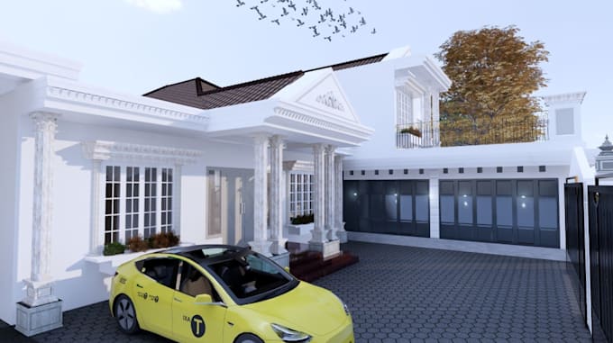 Model architect 3d plan, front elevation rendering, interior and ...