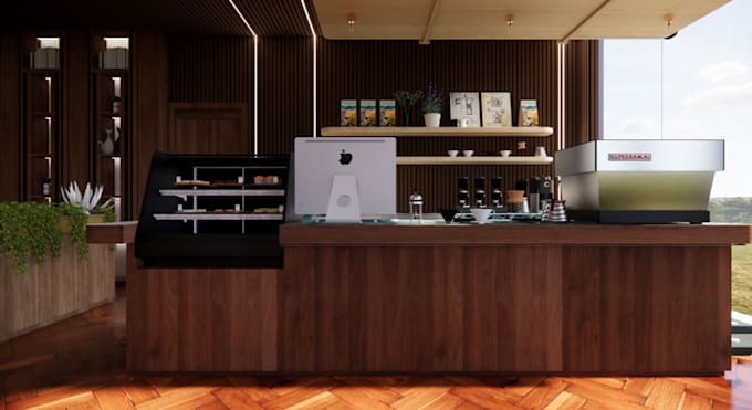 Refurbish 3d interior restaurant, coffee shop,store rendering, basement ...