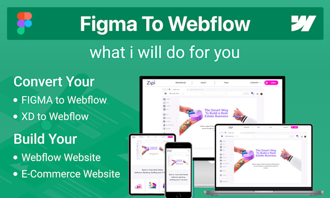 Convert your figma adobe xd design to webflow cms website by ...