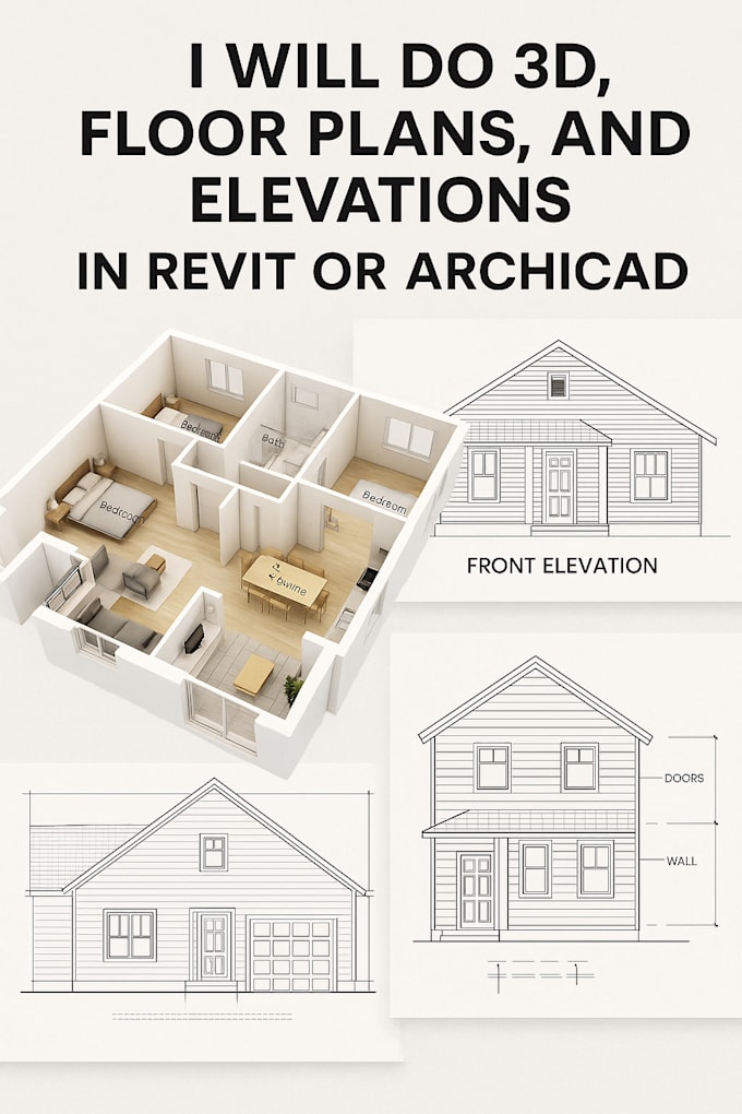 Create 3d floor plans and elevations in revit or archicad by Frank255452 | Fiverr
