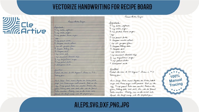 Vectorize your handwriting for engraved in recipe board by Cleartive ...