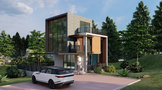 Coastal villa house enscape 3d rendering,home gym,frontlawn turf,3d ...