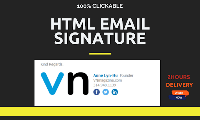 Create clickable html email signature for gmail,outlook,mac,ect by Aymaneae04 | Fiverr