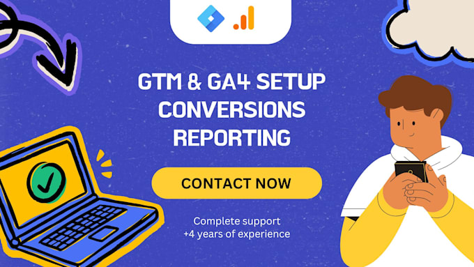 Set up gtm and ga4 with basic conversions and looker studio reports by Saaveto | Fiverr