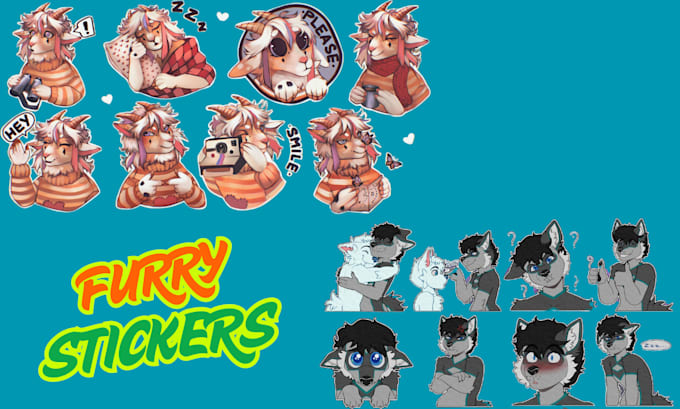 Furry telegram stickers, fursona stickers, sticker pack design, furry ...