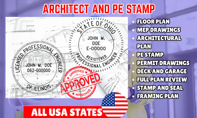 Licensed engineer, pe stamp architect stamp digital stamp alabama ohio ...