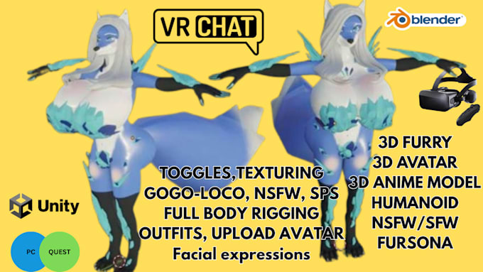 Edit texture toggles upload avatar quest dps sps rigging vrchat avatar 3d model by Wayne_henry ...