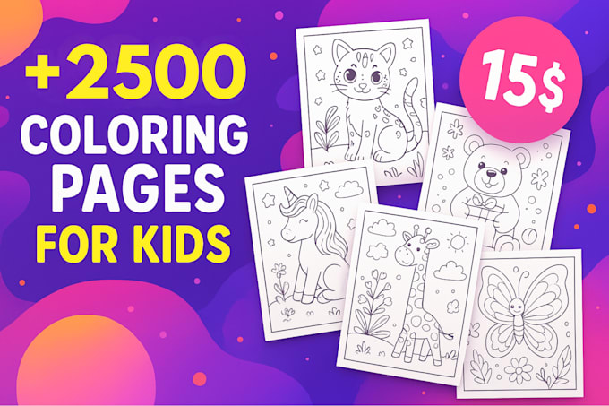Send you 2500 high quality kids coloring pages for kdp success by ...