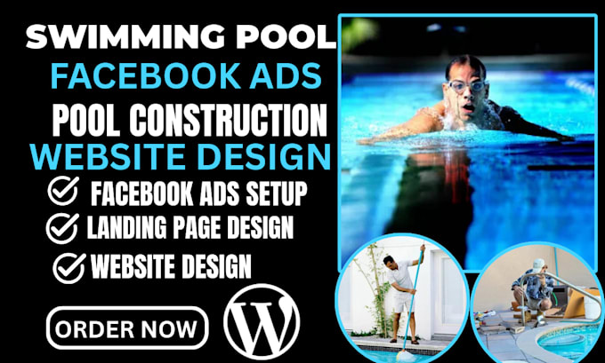 Build a swimming pool service website, pool construction website design ...