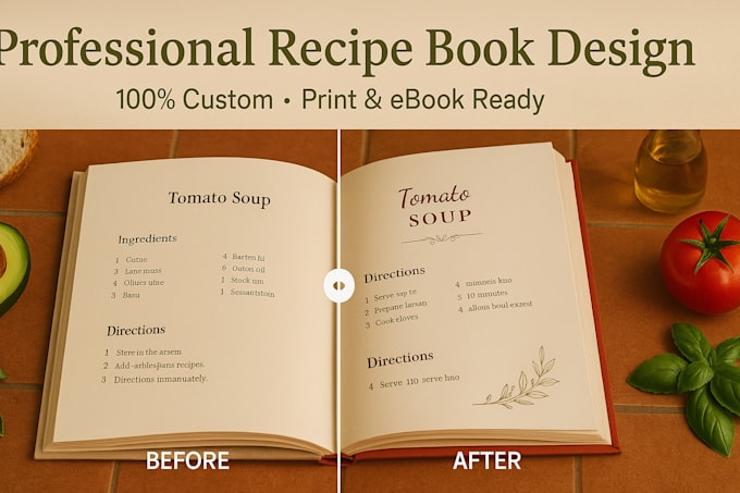Design a custom recipe book and cookbook with stunning layout design by ...