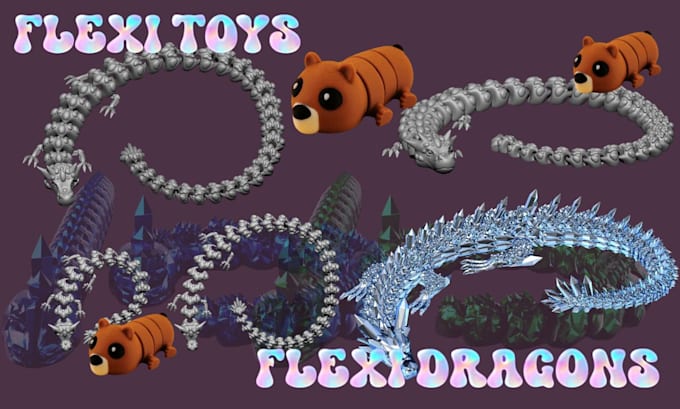 Sculpt a 3d articulated model, flexi toy, flexi animal or dragon for 3d ...