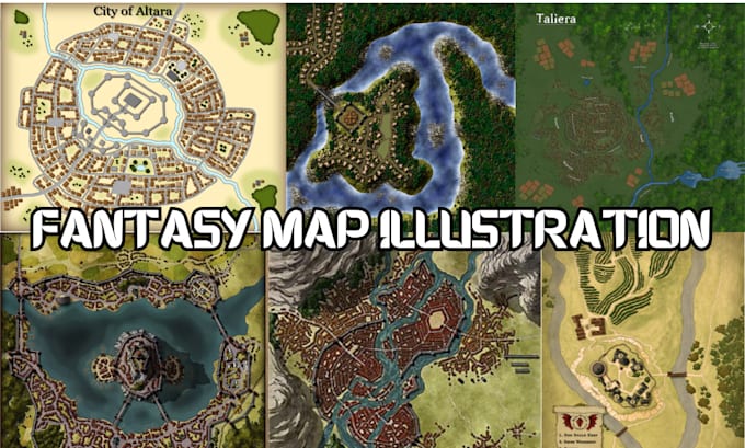 Create fantasy map design map illustration fantasy city map country map ...