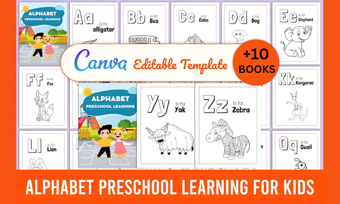 Give you pack alphabet abc canva templates for kids learning and ...