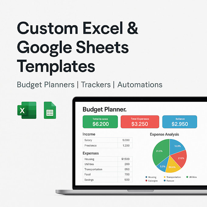 Create custom excel spreadsheet, google sheet template or budget ...