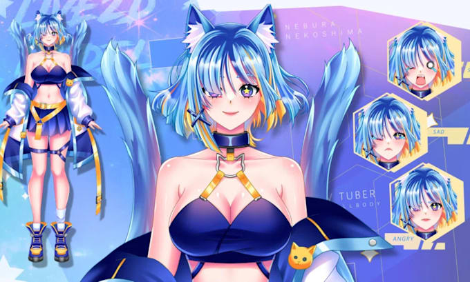 Draw and rig live2d vtube model vtube studio commission 3d vtube live 2d rigging by Vtube_charac ...