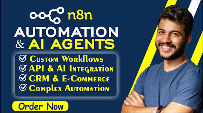 Build n8n ai agent, make com automation n8n workflow, n8n api and ai integration by Levidavis009 ...