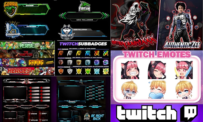 Animated twitch overlay starting soon screen panels sub badge emote ...