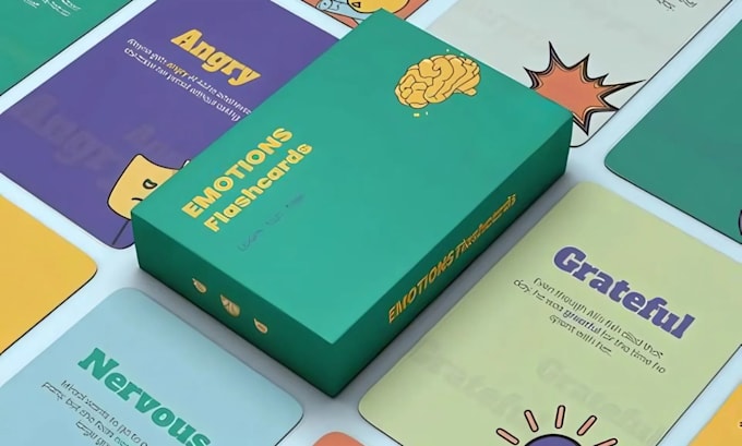 Design card game board game playing card box mockup flash cards rule ...