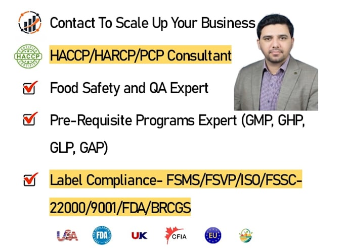 Be your fsvp, gmp, fda, haccp, food safety plan expert by Sufyan_uaf ...