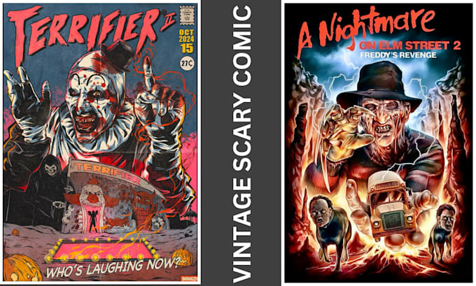 Create scary retro vintage comic dark art horror comic scary comic book ...