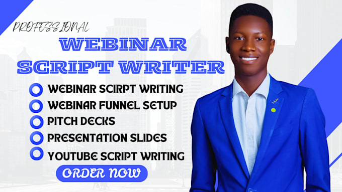 Create a webinar script, presentation slide, youtube script, pitch deck, modules by Idrackart ...