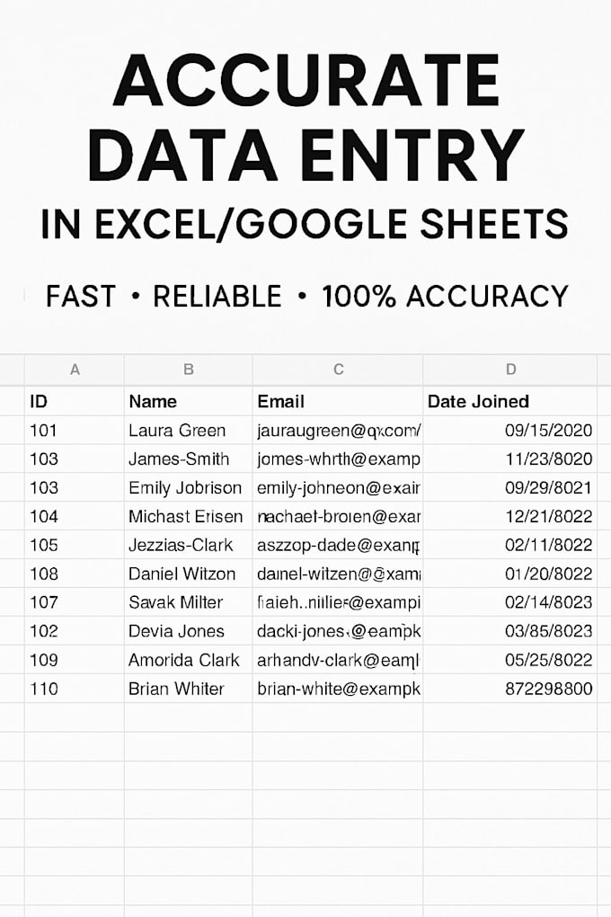 Provide accurate and fast data entry services by Jubayer_hasann | Fiverr