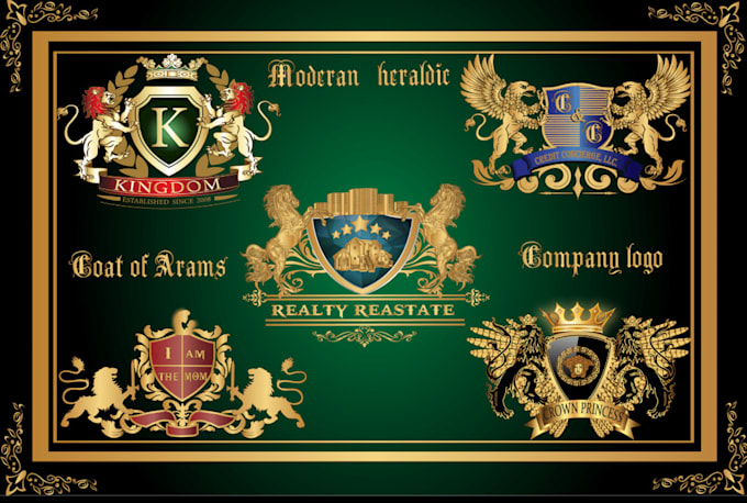 Make a modern luxury heraldic, family crest and coat of arms logo by ...