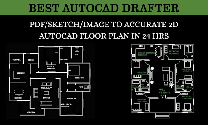 Convert pdf, sketch, or image to a 2d autocad floor plan in 24 hrs by ...