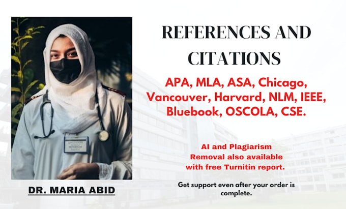Proofread, and do reference and citation in apa, mla, ama, chicago, etc ...
