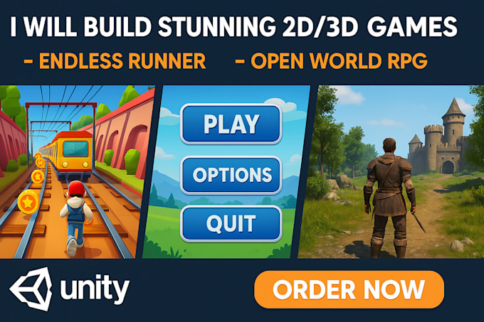 Make 2d 3d ui unity game, subway surfer endless runner game, open world rpg game by Drewanthonyy ...
