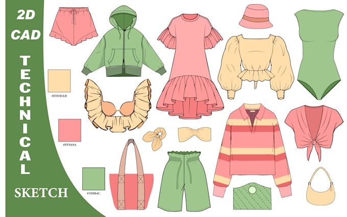 Design fashion cad, technical flat drawings, and sketches by Proma_paul | Fiverr