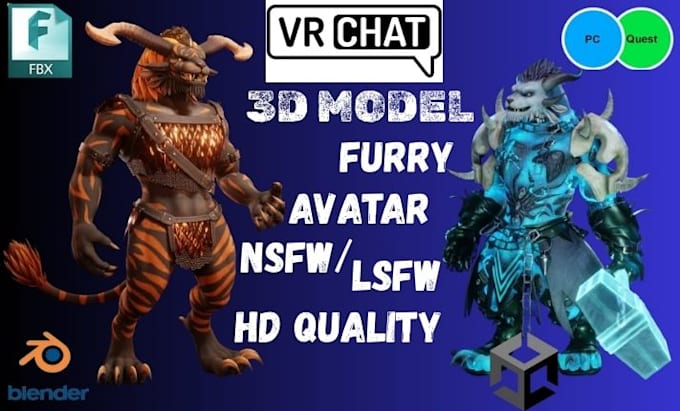Create vrchat avatar, 3d model, furry avatar, anime from scratch by ...