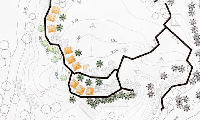 Design a detailed, site plan or custom map illustration with precision ...