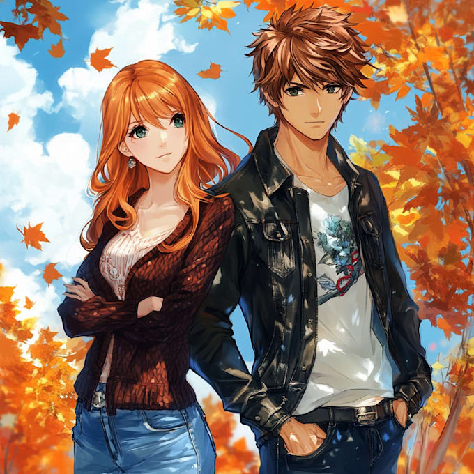 Draw a anime couple character art anime by Catelopeew | Fiverr