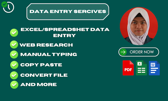 Do accurate data entry, manual typing, file conversion by Risa_maulina | Fiverr