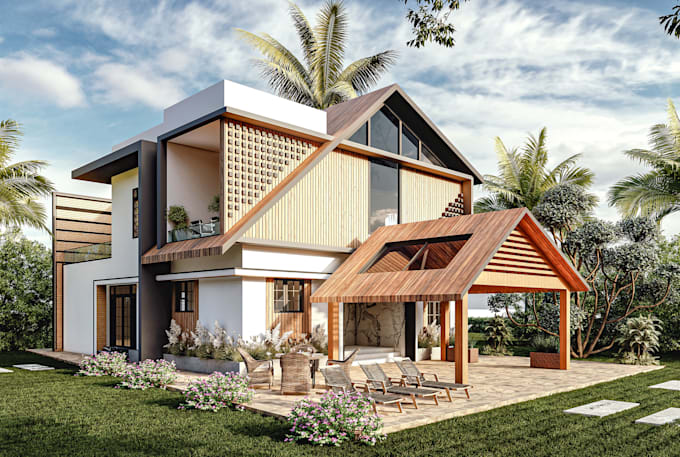 Do realistic exterior rendering elevation visualization walkthrough remodel by Dowelll_1 | Fiverr