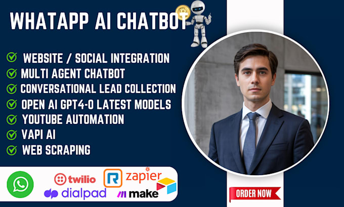Build ai chatbot, integrate ai chatbot with whatapps telegram ai chatbot by Victor_bot11 | Fiverr