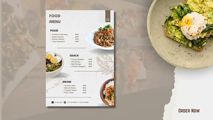 Design food menus, flyers, posters and brochures by Rizagraphics | Fiverr